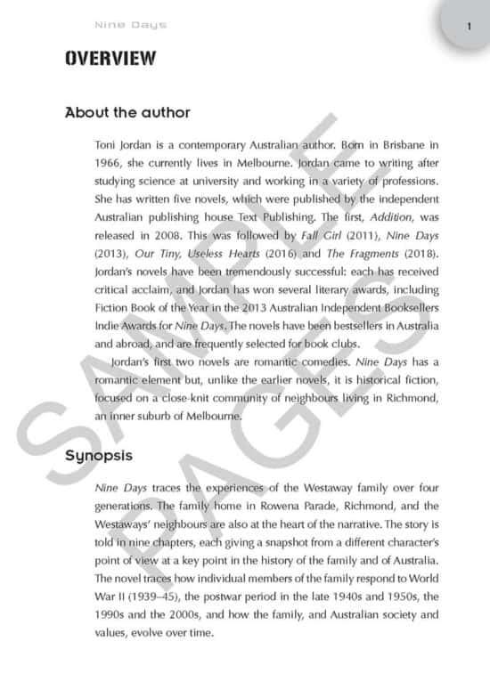 Nine Days – Insight Text Guide – Insight Publications