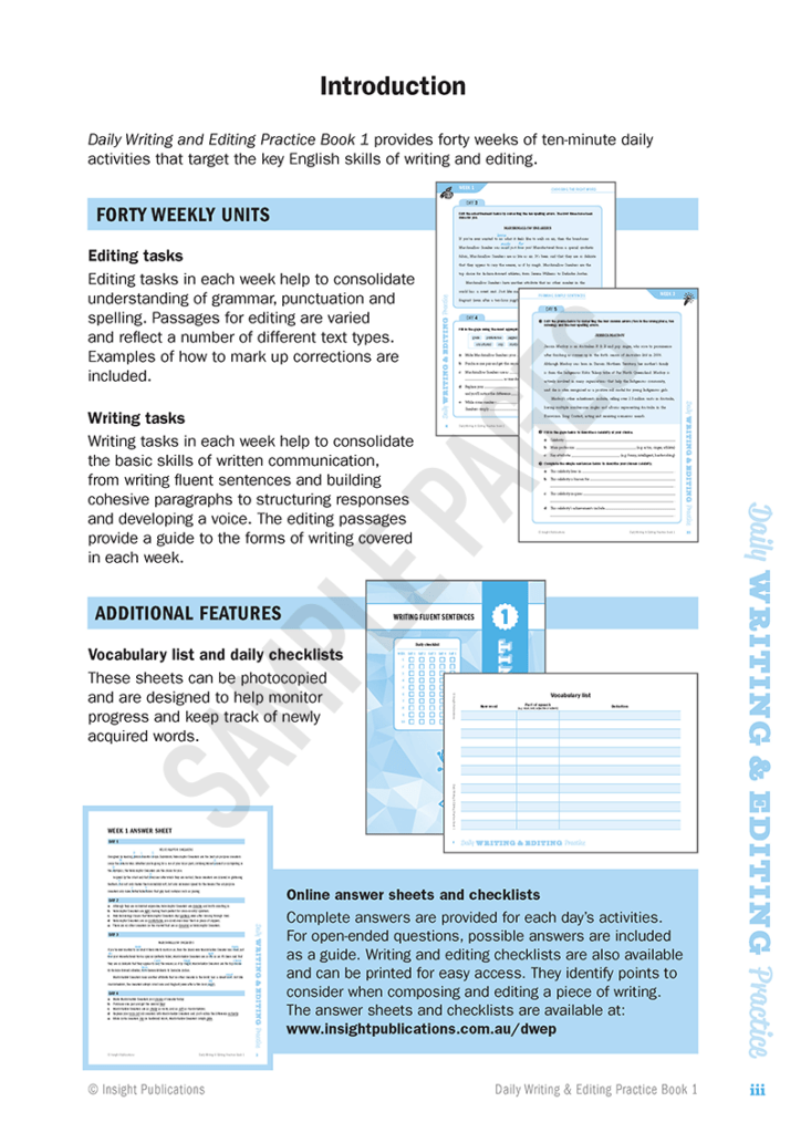 Daily Writing & Editing Practice Book 1 – Insight Publications