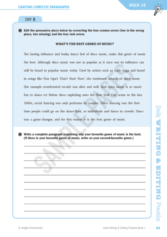 Daily Writing & Editing Practice Book 1 – Insight Publications