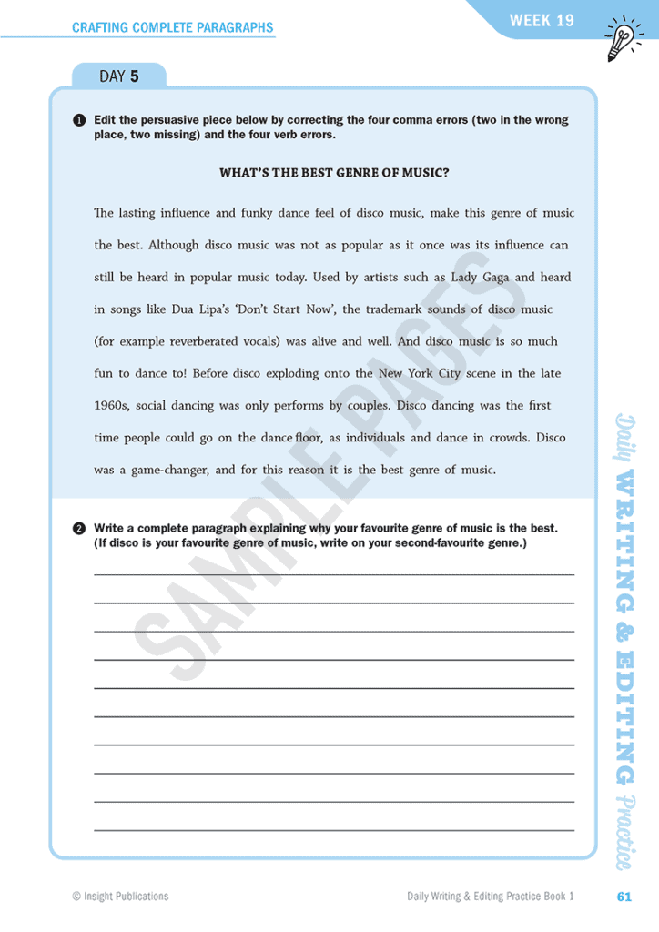 Daily Writing & Editing Practice Book 1 – Insight Publications