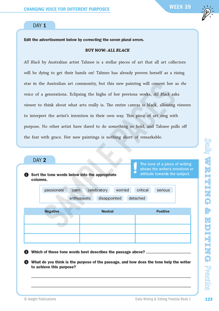 Daily Writing & Editing Practice Book 1 – Insight Publications
