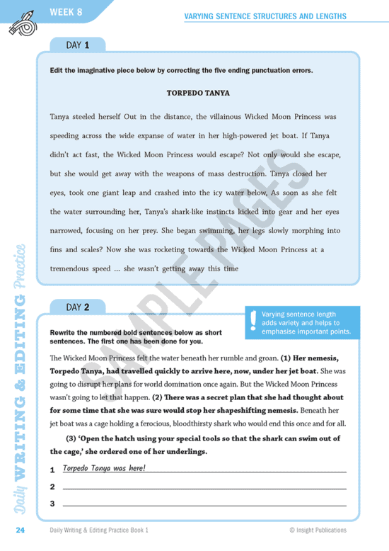 Daily Writing & Editing Practice Book 1 - Insight Publications